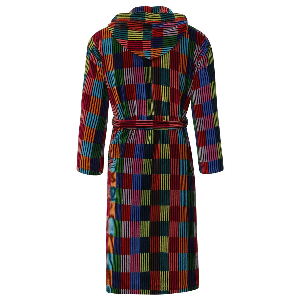 Women's Hooded Dressing Gown in Patchwork Pattern | Bown of London