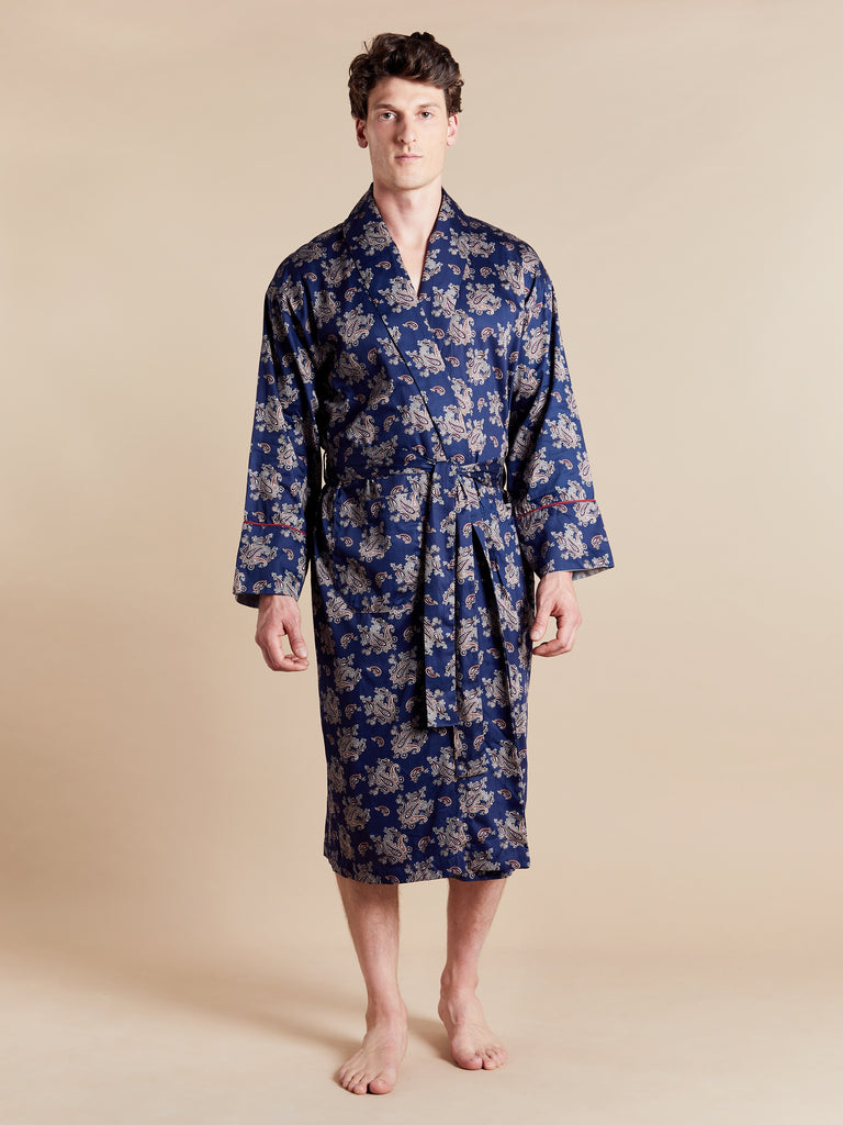 Blue Lightweight Men's Dressing Gown - Bown of London