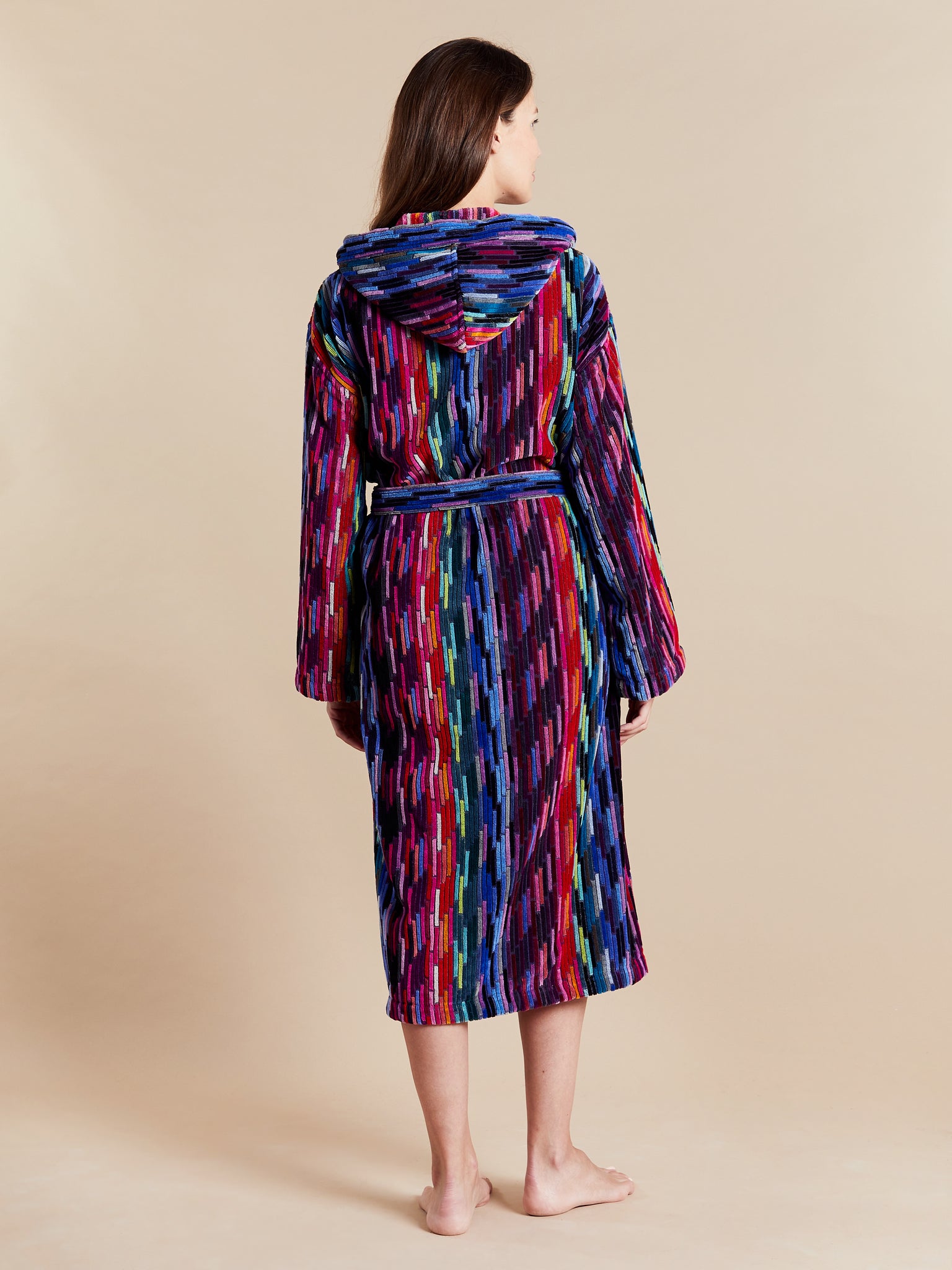 Women's Hooded Dressing Gown - Multicolour | Bown of London