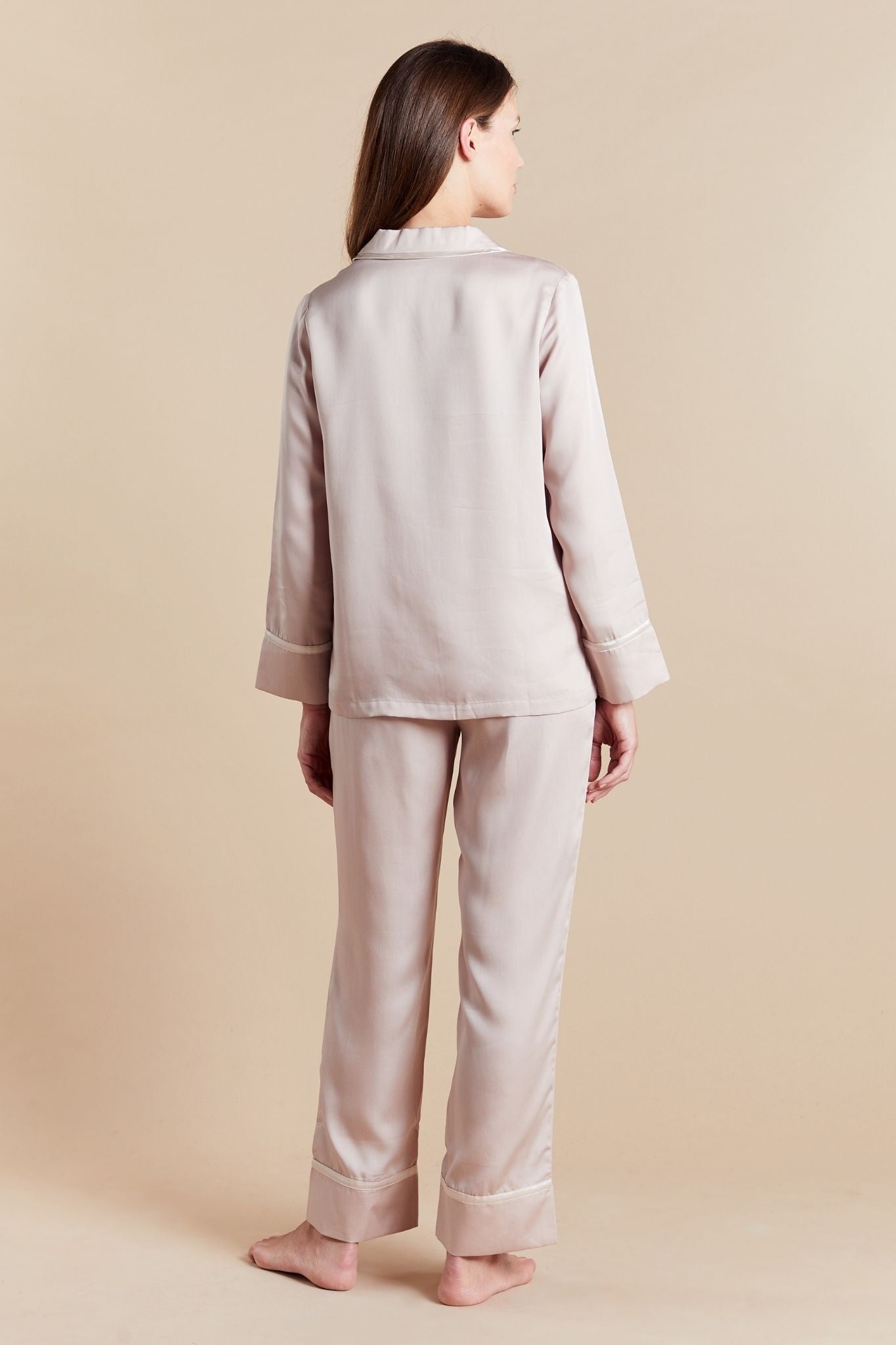 Ladies Beige Satin Pyjamas | Pyjama Collection | Bown of London