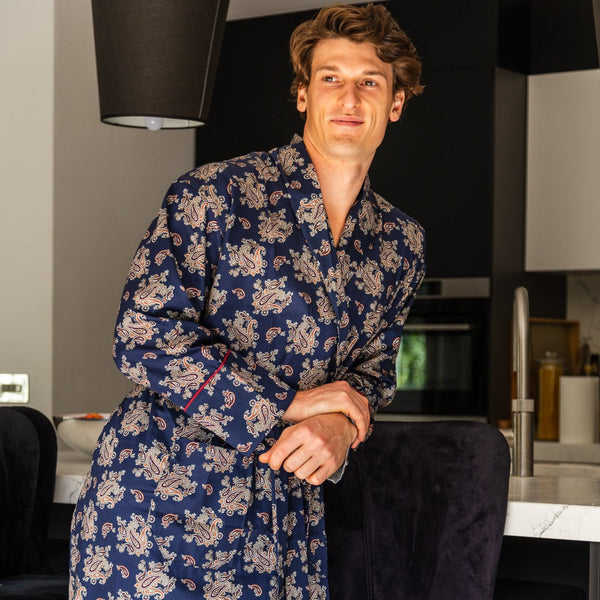 Blue Lightweight Men's Dressing Gown - Bown of London