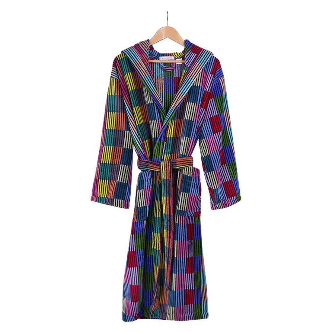 Women's Hooded Dressing Gown in Patchwork Pattern | Bown of London